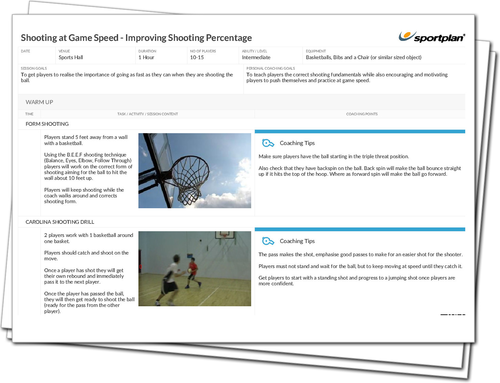 Shooting at Game Speed | Basketball Lesson Plan | | Sportplan