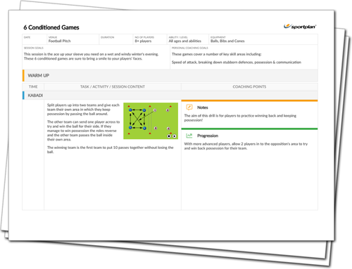 6 Conditioned Games | Football Lesson Plan | Session | Sportplan