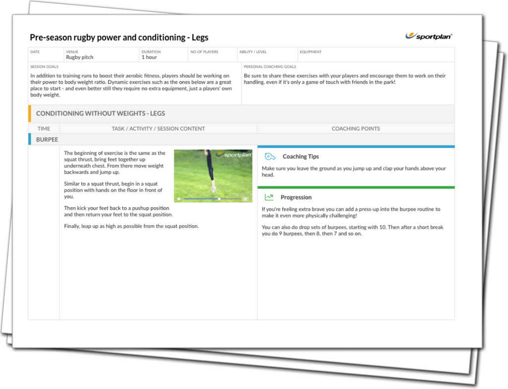Pre-season rugby power and conditioning - Legs | Rugby | Sportplan