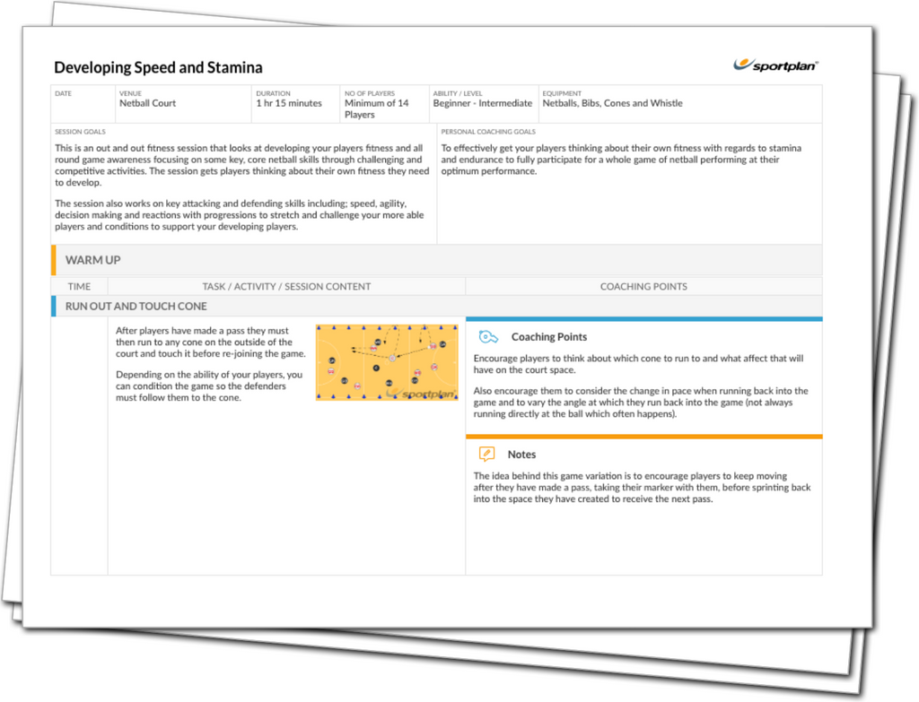 Developing Speed and Stamina | Netball Lesson Plan | | Sportplan