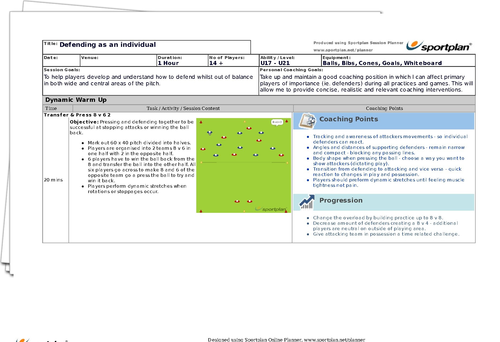 Defending as an Individual | Football Lesson Plan | | Sportplan