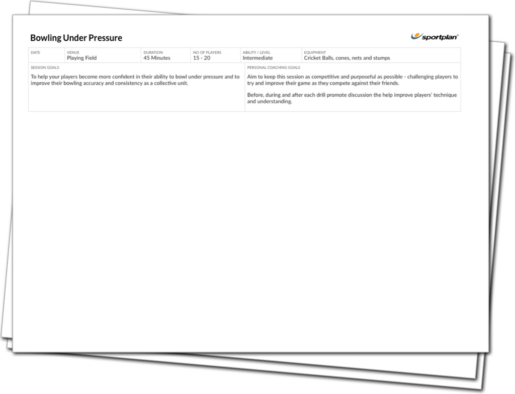 Bowling Under Pressure | Cricket Lesson Plan | Session | Sportplan