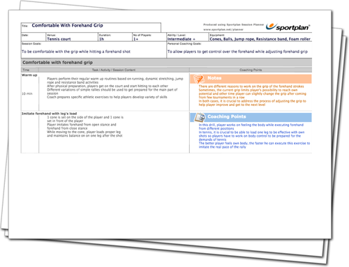 Comfortable With Forehand Grip | Tennis Lesson Plan | | Sportplan