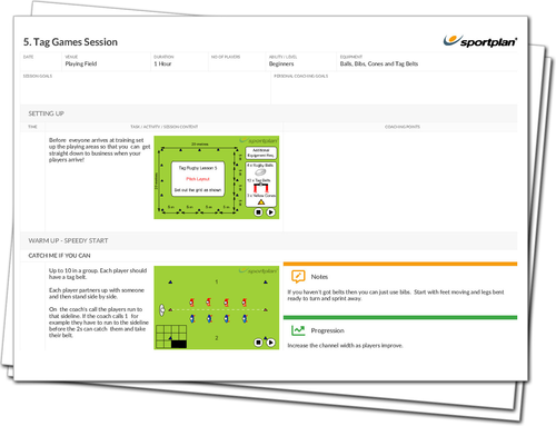 5. Tag Games Session | Rugby Lesson Plan | Session | Sportplan