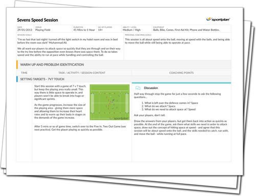 Sevens Speed Session | Rugby Lesson Plan | Session | Sportplan