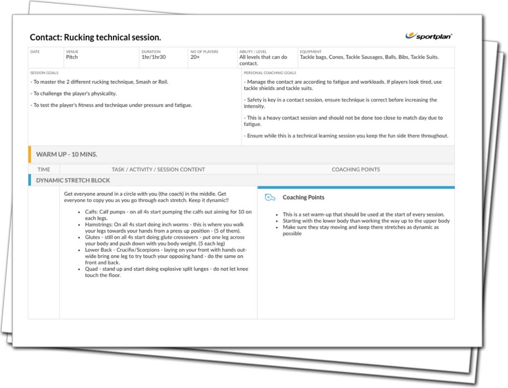 Contact: Rucking technical session | Rugby Lesson Plan | Sportplan