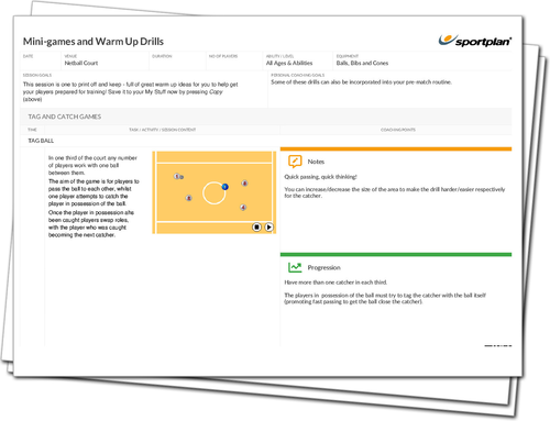 Mini-games and Warm Up Drills | Netball Lesson Plan | | Sportplan