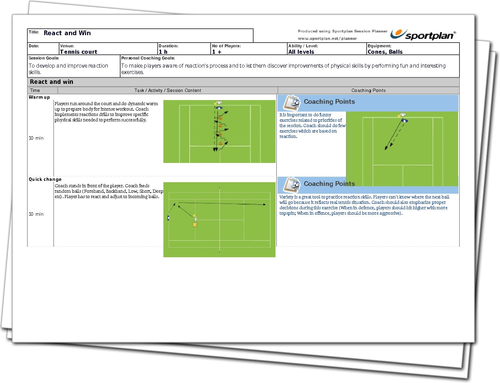 React and Win! | Tennis Lesson Plan | Session Plan | Sportplan