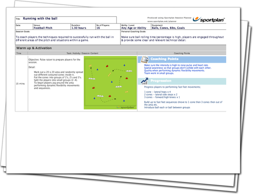Running with the ball | Football Lesson Plan | Session | Sportplan