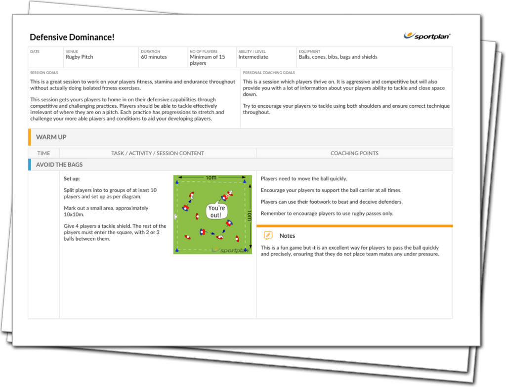 Defensive Dominance! | Rugby Lesson Plan | Session | Sportplan
