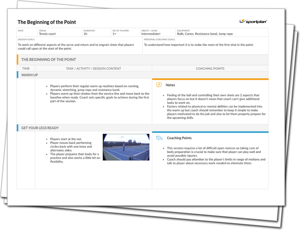 The Beginning of the Point | Tennis Lesson Plan | | Sportplan