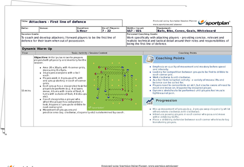 Attackers - First line of defence | Football Lesson | Sportplan