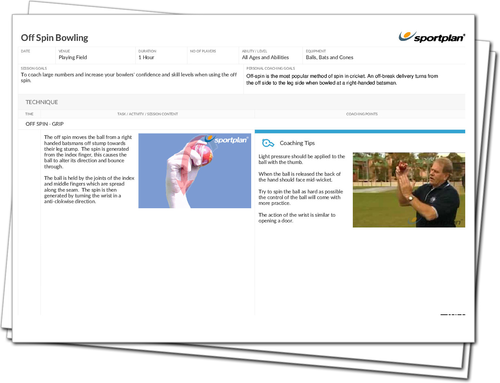 Off Spin Bowling | Cricket Lesson Plan | Session Plan | Sportplan