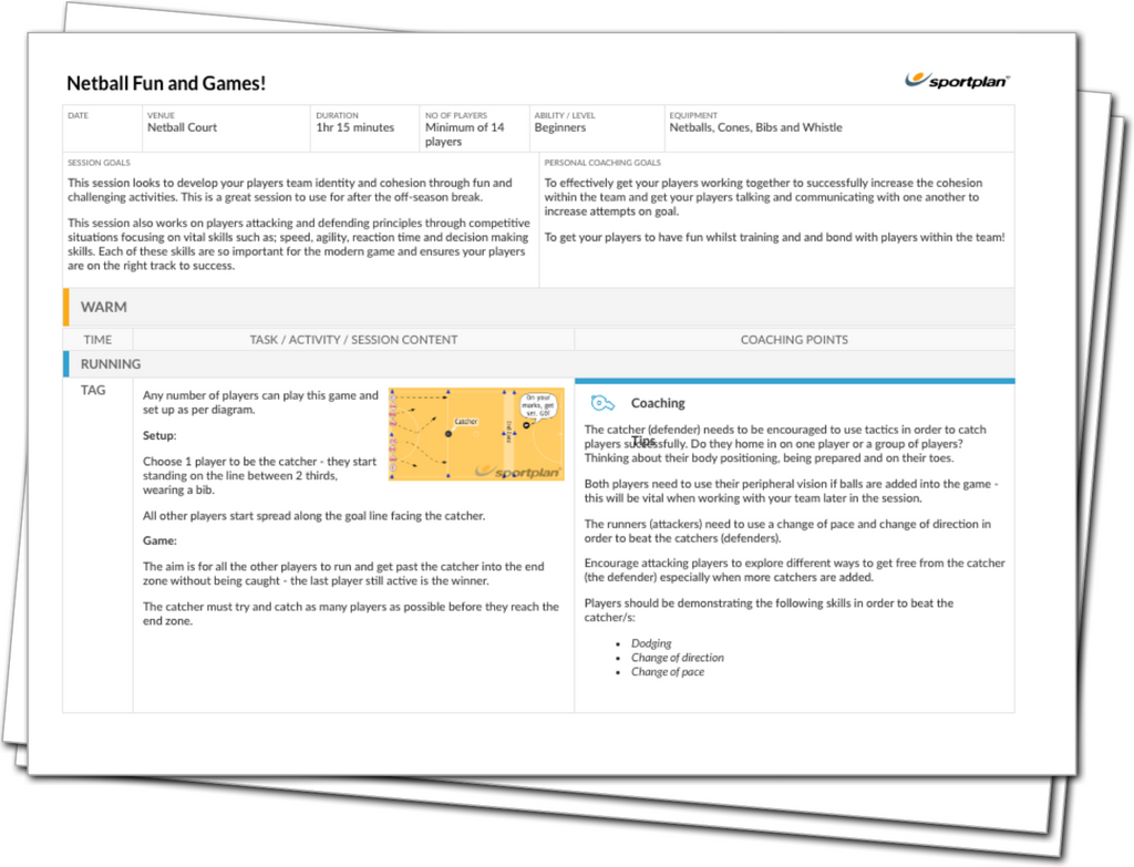 Netball Fun and Games | Netball Lesson Plan | Session | Sportplan