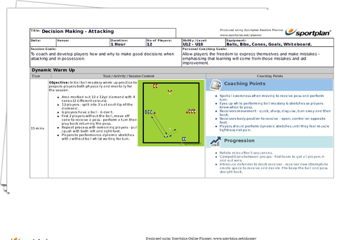 Decision Making - Attacking | Football Lesson Plan | | Sportplan