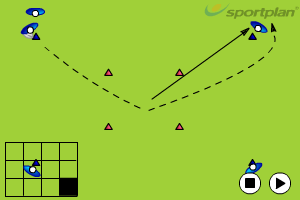 Pass and follow in a grid Passing - Rugby League | Sportplan